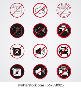 Set Prohibit Traffic Signs Vector Illustration Stock Vector (Royalty ...