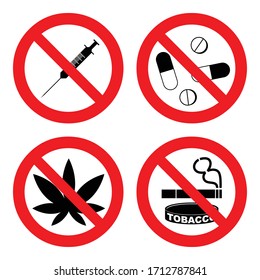 Set Prohibited Signs Drugs Vector Illustration Stock Vector (Royalty ...