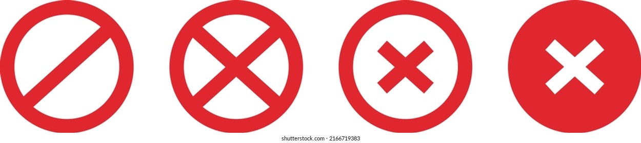 Set Prohibited Simple Red Sign Icon Stock Vector (Royalty Free ...