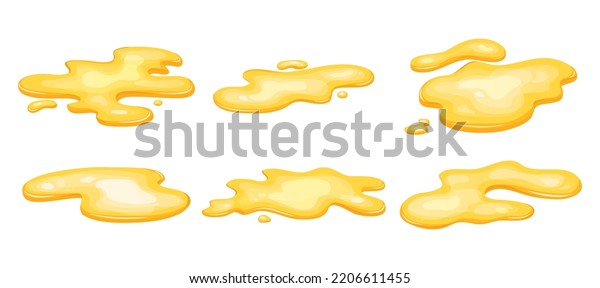 Set Puddle Yellow Oil Isolated Honey Stock Vector (Royalty Free ...