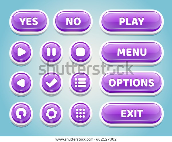 Set Purple Candy Buttons Mobile Games Stock Vector (Royalty Free ...
