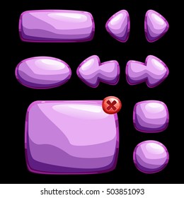 Set Glossy Violet Buttons On Dark Stock Vector (Royalty Free) 504165247 ...