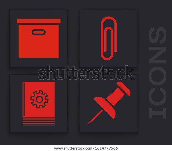 Set Push Pin Carton Cardboard Box Stock Vector (Royalty Free ...