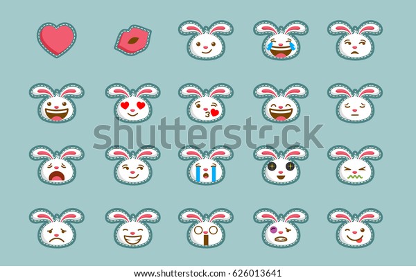 Set Rabbit Emoticon Cute Rabbit Face 스톡 벡터(로열티 프리) 626013641 | Shutterstock