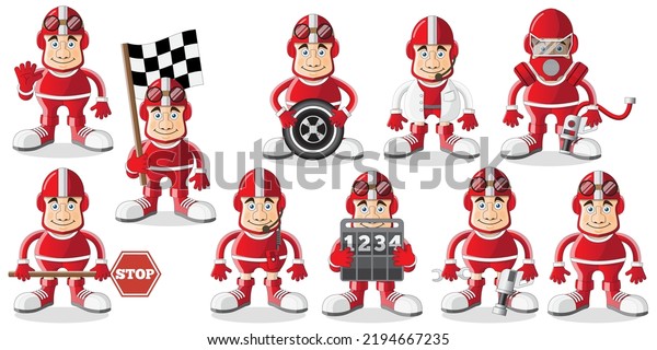 Set Racing Team Isolated On White Stock Vector (Royalty Free ...
