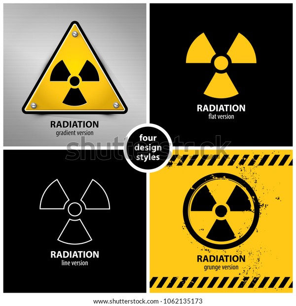 Set Radiation Warning Symbols Containing Four Stock Vector (Royalty ...