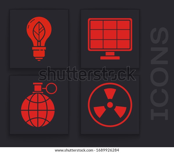 Set Radioactive Light Bulb Leaf Solar Stock Vector (Royalty Free ...