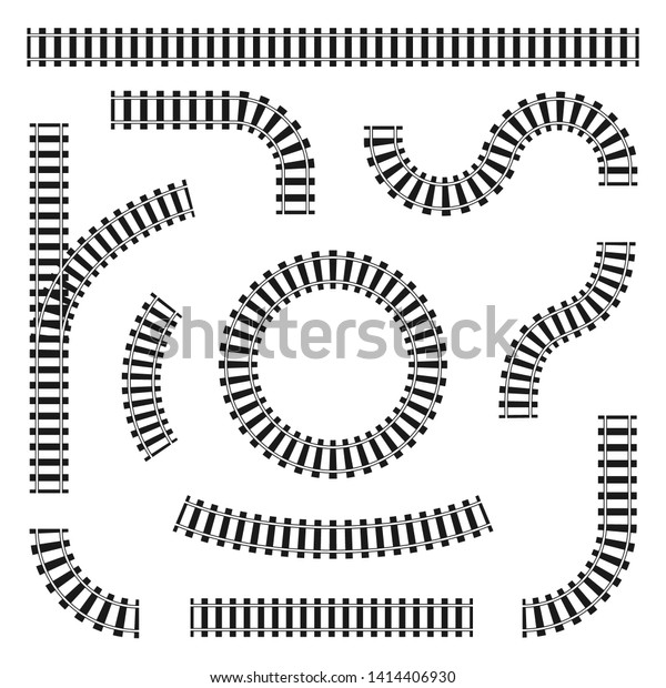 Set Railroad Tracks Different Shapes Straight Stock Vector (Royalty ...