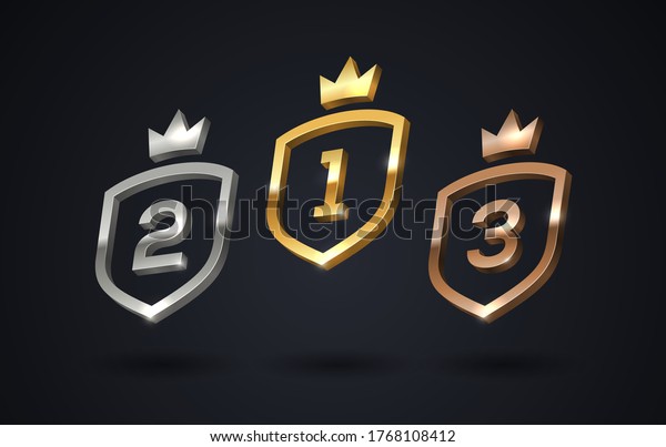Set Rank Emblems Gold Silver Bronze Stock Vector (Royalty Free) 1768108412