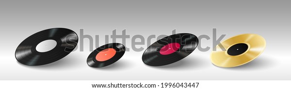 Set Realistic 3d Vinyl Discs Retro Stock Vector (Royalty Free ...