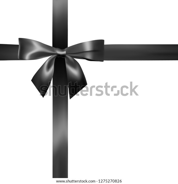 Set Realistic Black Bow Black Ribbon Stock Vector (Royalty Free ...