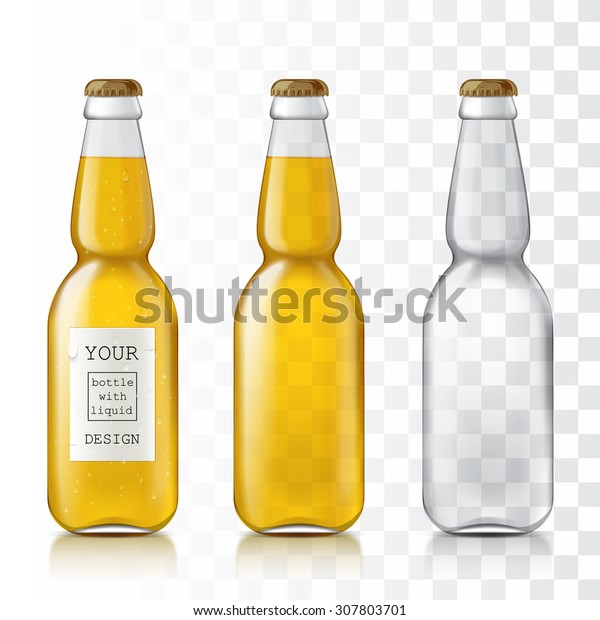 Set Realistic Bottles Templates Glass Realistic Stock Vector (Royalty ...