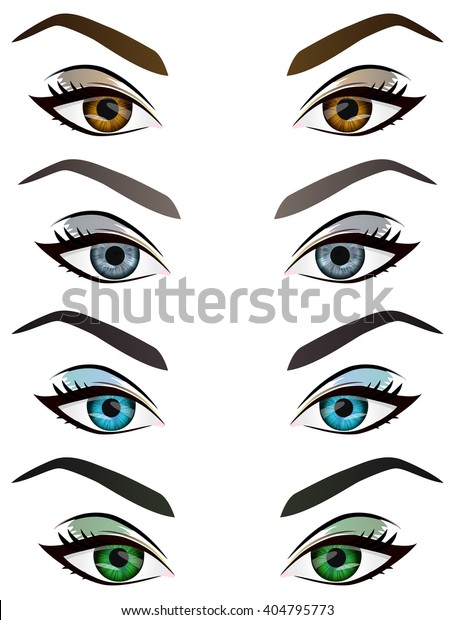 Set Realistic Cartoon Vector Female Eyes: เวกเตอร์สต็อก (ปลอดค่า ...
