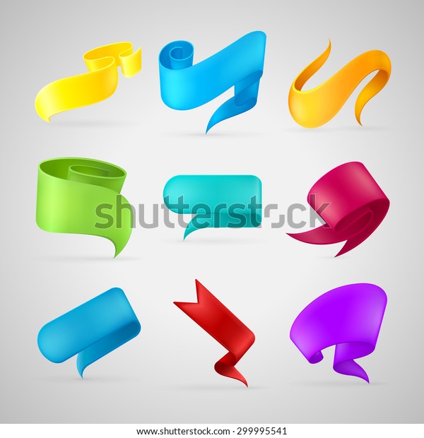 Set Realistic Colored Paper Ribbon Banner Stock Vector (Royalty Free ...