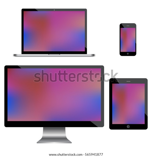 Set Realistic Computer Monitors Laptop Tablet Stock Vector (Royalty ...