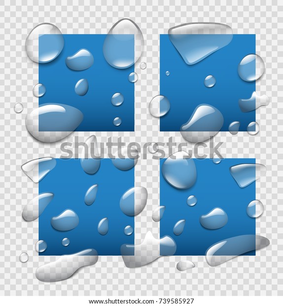 Set Realistic Drops On Transparent Background Stock Vector (Royalty ...