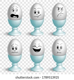 Set Realistic Eggs Funny Faces Egg Stock Vector (Royalty Free ...