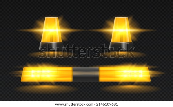 Set Realistic Flashers Yellow Sirens Emergency: vetor stock (livre de ...