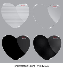 Set Realistic Glass Hearts Vector Illustration Stock Vector (Royalty ...