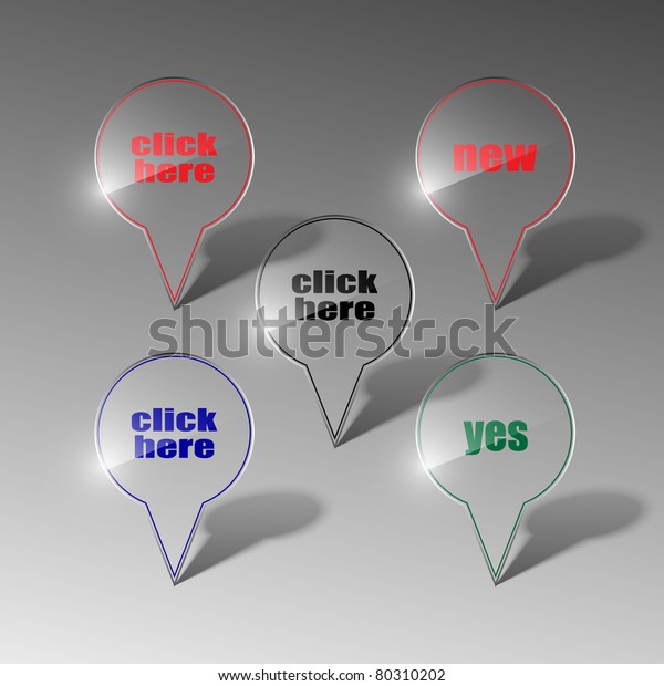 Set Realistic Glass Icons Vector Illustration Stock Vector (Royalty ...