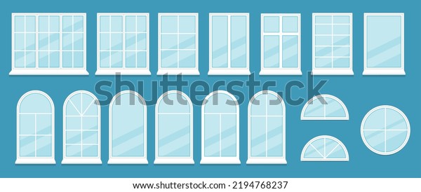 Set Realistic Glass Transparent Plastic Windows Stock Vector (Royalty ...