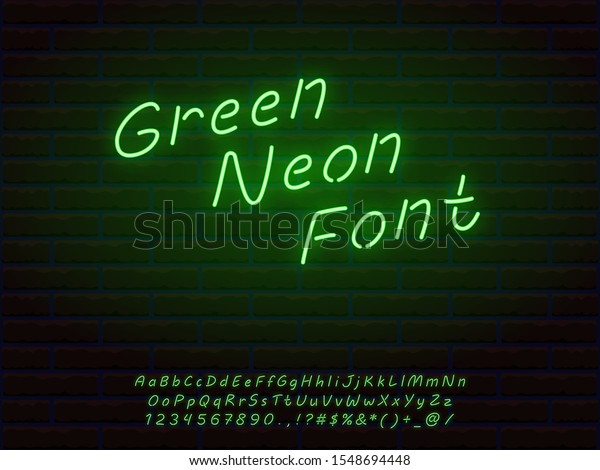 Set Realistic Green Neon Font Stock Vector (Royalty Free) 1548694448 ...