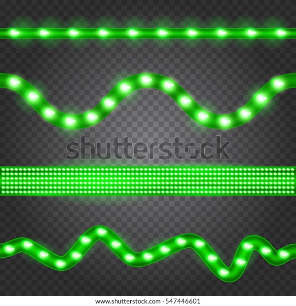 Set Realistic Green Neon Led Glowing Stock Vector (Royalty Free ...