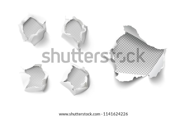 Set Realistic Holes Paper Isolated On Stock Vector (Royalty Free ...