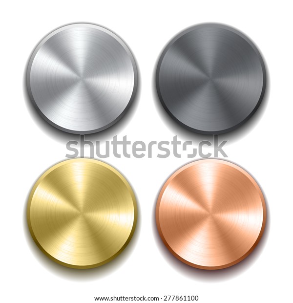 Set Realistic Metal Buttons Circular Processing 스톡 벡터(로열티 프리) 277861100 ...