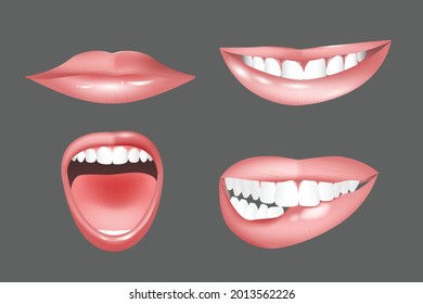 Set Realistic Mouth Vector Stock Vector (Royalty Free) 2013562226 ...