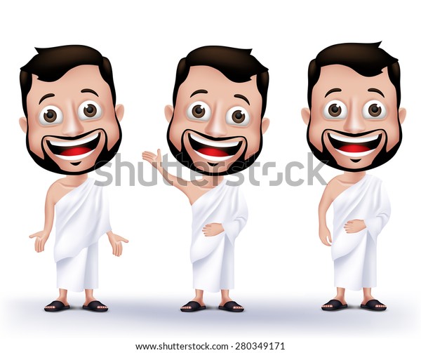 Set Realistic Muslim Man Characters Wearing Stock Vector (Royalty Free ...