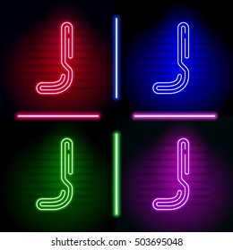 Highly Detailed Neon Sign Letter J Stock Illustration 94530034
