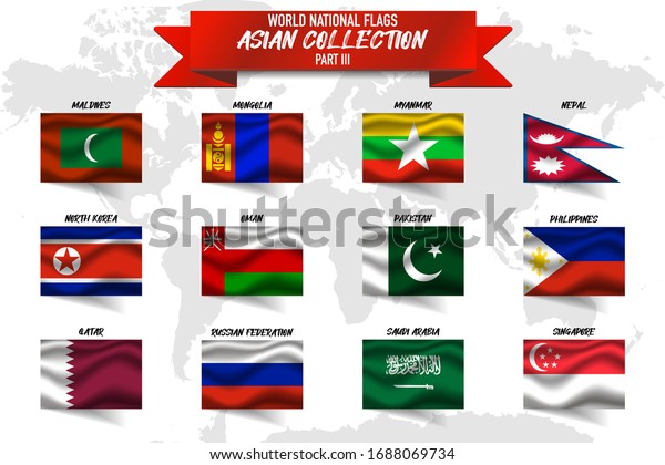 Set Realistic Official World National Flags Stock Vector (Royalty Free ...