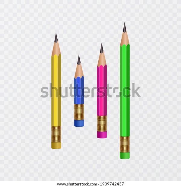 Set Realistic Pencils On White Background Stock Vector (Royalty Free ...