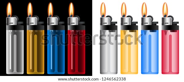 Set Realistic Plastic Lighter Graphic Vector Stock Vector (Royalty Free ...