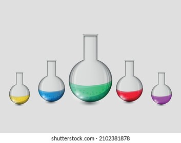 Set Realistic Round Glass Flasks Multicolored Stock Vector (Royalty ...