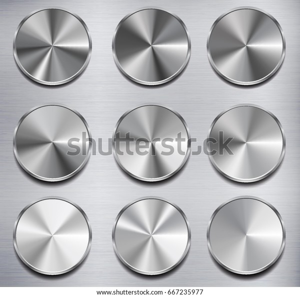 Set Realistic Round Metal Buttons Vector Stock Vector (Royalty Free ...