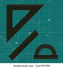 Set Realistic Rulers Strait Triangle Angle Stock Vector (Royalty Free ...
