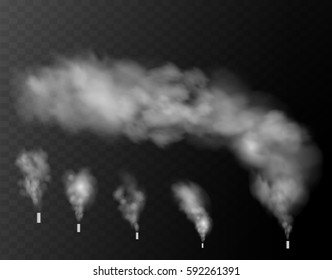 Set Realistic Smoke Steam On Transparent Stock Vector (Royalty Free ...