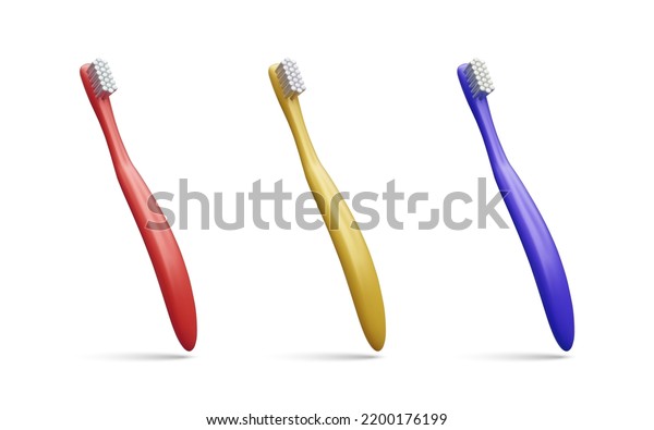Set Realistic Toothbrush Isolated On White Stock Vector (Royalty Free ...