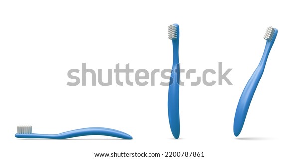 Set Realistic Toothbrush Isolated On White Stock Vector (Royalty Free ...