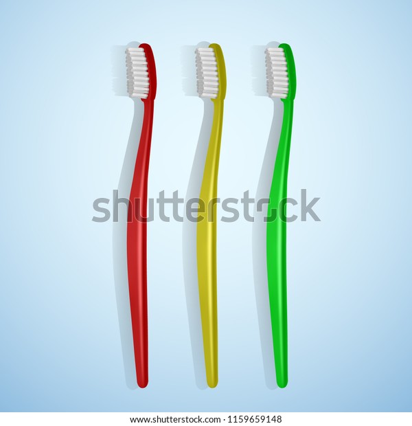 Set Realistic Toothbrushes Red Yellow Green Stock Vector (Royalty Free ...