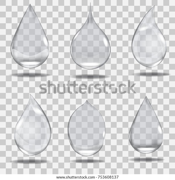 Set Realistic Transparent Drops Gray Colors Stock Vector (Royalty Free ...