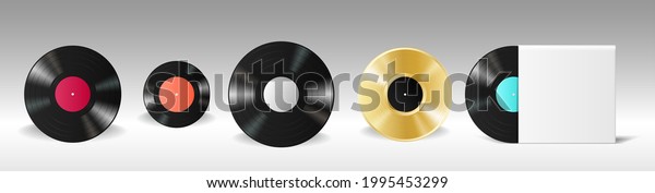 Set Realistic Vinyl Mockups Isolated Blank Stock Vector (Royalty Free ...