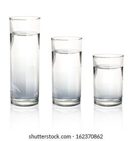 Set Realistic Water Glasses Different Sizes Stock Vector (Royalty Free ...