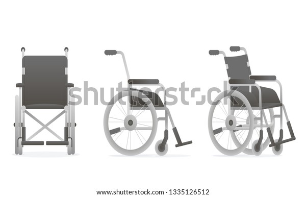 Set Realistic Wheelchair Front Side View Stock Vector (Royalty Free ...
