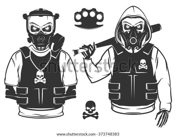 Set Rebel Skull Revolution Skeleton Black Stock Vector (Royalty Free ...