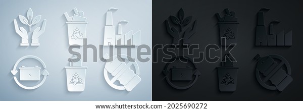 Set Recycle Bin Recycle Symbol Factory Stock Vector (Royalty Free ...