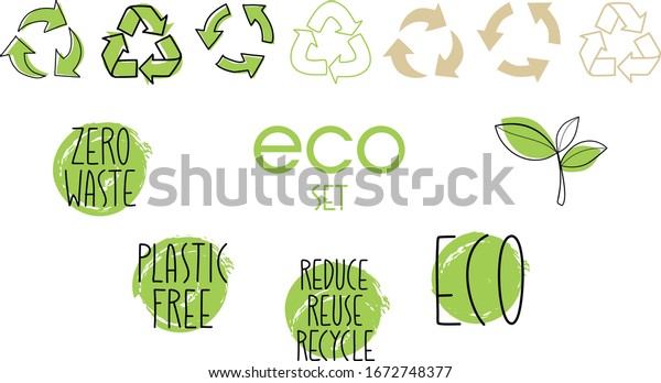 Set Recycling Signs Simple Handdrawn Manner Stock Vector (Royalty Free ...