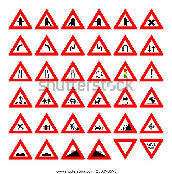 Set Red Black Design Triangle Road Stock Vector (Royalty Free) 238898593